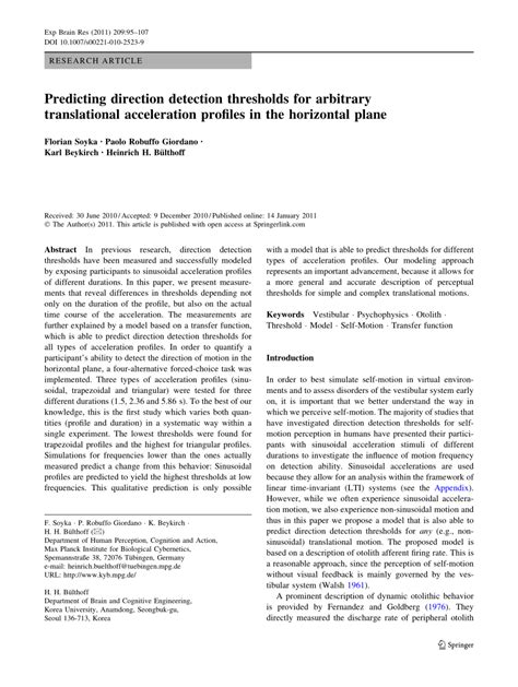 Pdf Predicting Direction Detection Thresholds For Arbitrary