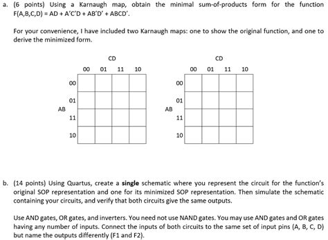 Solved A Points Using A Karnaugh Map Obtain The Chegg Com