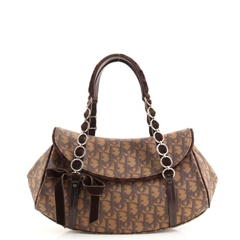 Christian Dior Vintage Trotter Romantique Flap Bag Diorissimo Coated