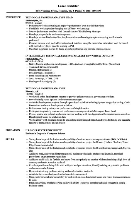 Technical Systems Analyst Resume Samples Velvet Jobs