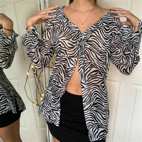 Victorias Secret Zebra Cover Up Buttons Up As Depop