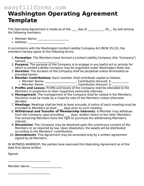 Download Washington Operating Agreement Template • Easy Fill Forms