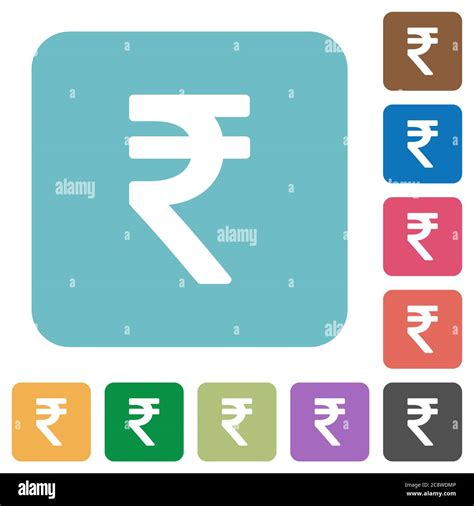 Flat Indian Rupee Sign Icons On Rounded Square Color Backgrounds Stock Vector Image And Art Alamy