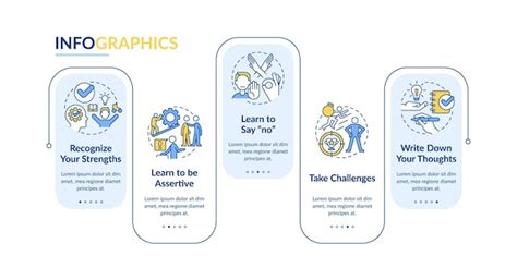 자존감 향상 직사각형 인포그래픽 템플릿 프리미엄 벡터