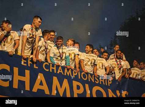 Leeds Uniteds Players And Fans Celebrate Winning The Efl Championship