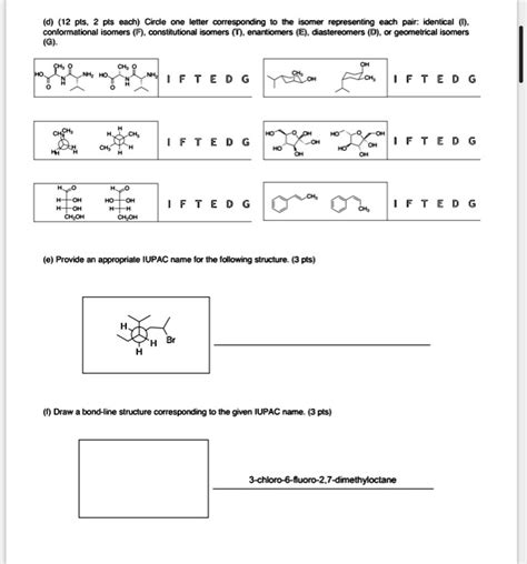 D 12 Points Each Circle One Letter Corresponding To The Isomer Representing Each Pair