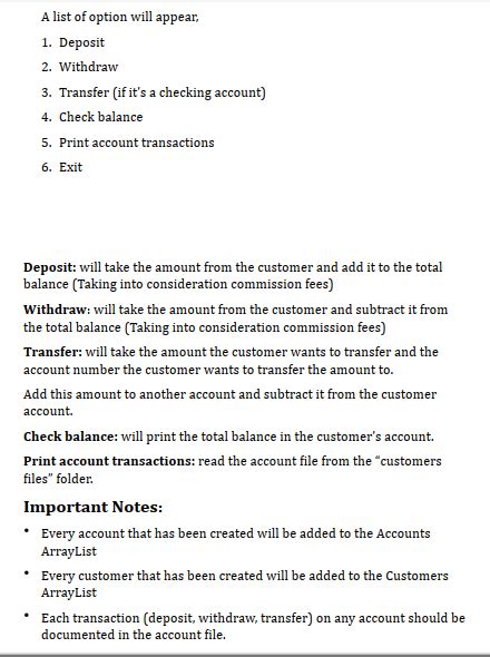 Solved Make Java Application That Simulate Bank Accounts