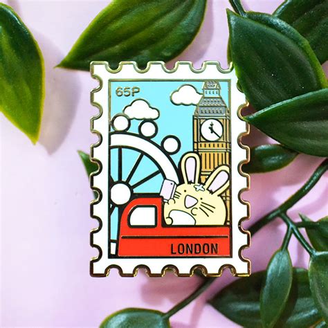London Vacation Stamp Enamel Pin Fuzzballs