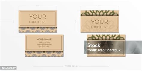 고급스러운 장식품이 있는 베이지 색의 명함 디자인 텍스트 및 추상 패턴에 대한 장소가 있는 명함을 벡터로 연결합니다 0명에 대한