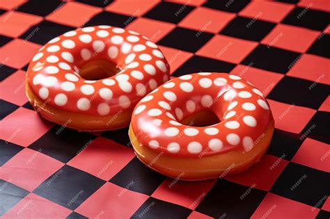 Premium Photo Retro Style Donuts On Checkered Paper Donuts Food
