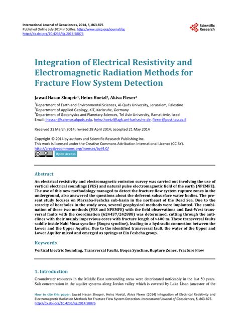 Pdf Integration Of Electrical Resistivity And Electromagnetic Radiation Methods For Fracture