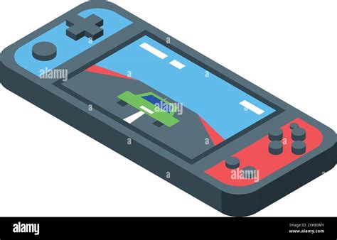 Portable Game Console Showing Racing Game On Screen Isometric Icon Stock Vector Image And Art Alamy