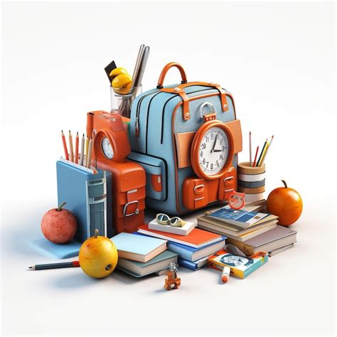 Premium Ai Image Back To School 3d Models Clean Background