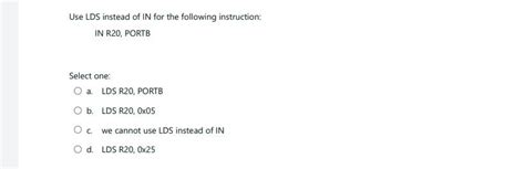 Solved Use Lds Instead Of In For The Following Instruction