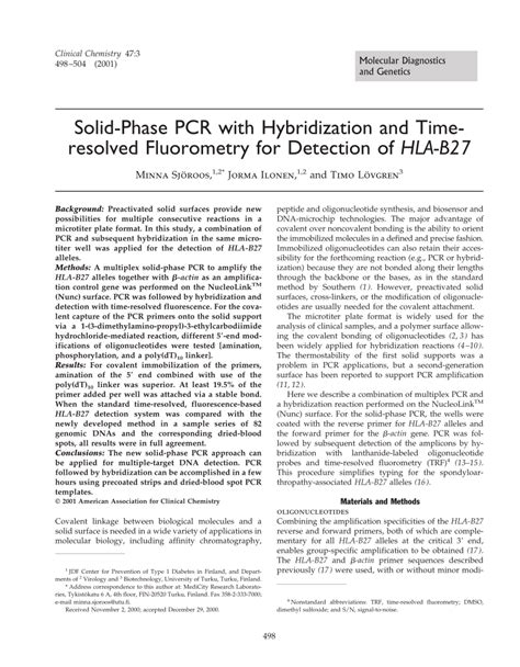 Pdf Solid Phase Pcr With Hybridization And Time Resolved Fluorometry