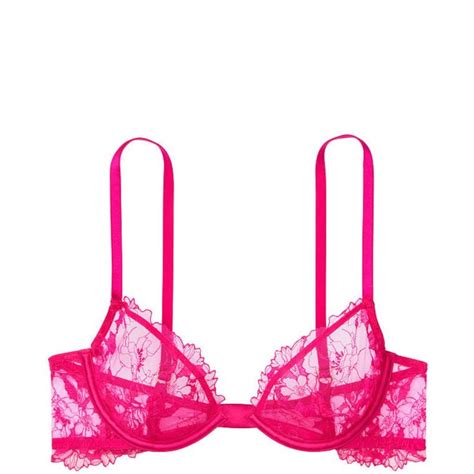 Nwt Victorias Secret Hot Pink Lace Unlined Underwired Low Cut Demi Bra 36 Demi Bra Pink Lace