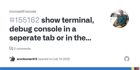 show terminal debug console in a seperate tab or in the activity bar · issue 155162