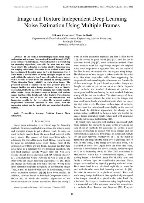 Pdf Image And Texture Independent Deep Learning Noise Estimation Using Multiple Frames