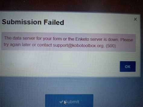 submission failed error message seen when trying to submit an edited