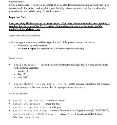 Solved Requirements Create A Class Called Mydate To Keep