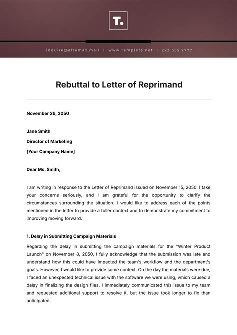 Free Rebuttal Letter Templates Editable And Printable