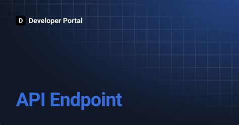 Api Endpoint Developer Portal