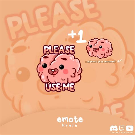 Brain Emote High Quality Please Use Me Twitch Discord Youtube Directly Upload Active Photos Etsy