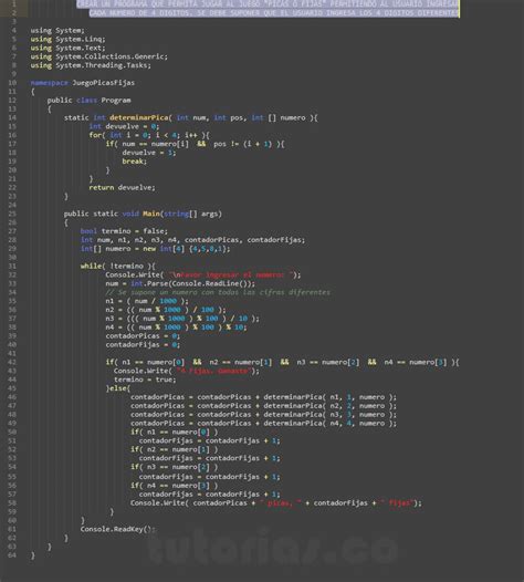 Funciones VisualStudio C Juego Picas Y Fijas Tutorias Co