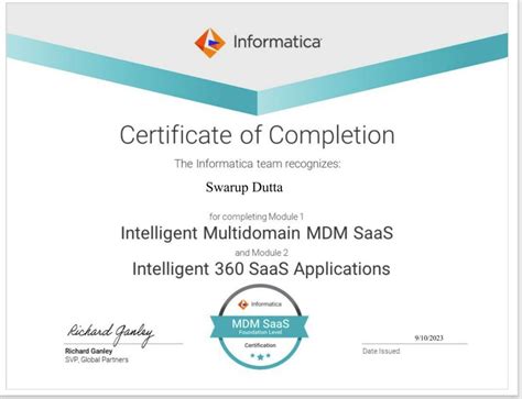 swarup dutta on linkedin completed mdm saas foundation certification