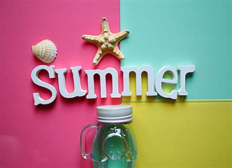Premium Ai Image Summer Beach Elements And Summer Text Effect