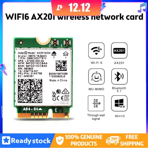 Intel Ax201 Wifi6การ์ดเครือข่ายไร้สาย Bt 5 1 Dual Band 2400m สำหรับ