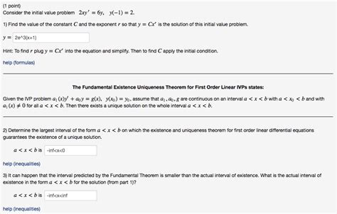 Solved Consider The Initial Value Problem 2xy 6y Y 1