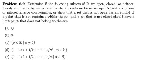 Solved Problem Determine If The Following Subsets Of R Chegg