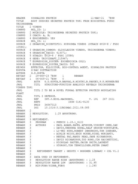 Crystal Structure Of Root Induced Protein Tsp1 Pdf X Ray Crystallography