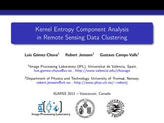 Kernel Entropy Component Analysis In Remote Sensing Data Clustering Pdf
