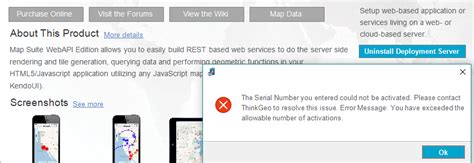 Uninstall Deployment Server License WebAPI ThinkGeo Discussion Forums