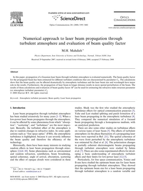 Pdf Numerical Approach To Laser Beam Propagation Through Turbulent