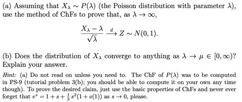 solved a assuming that xλ∼p λ the poisson distribution