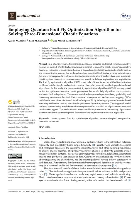 Pdf Employing Quantum Fruit Fly Optimization Algorithm For Solving