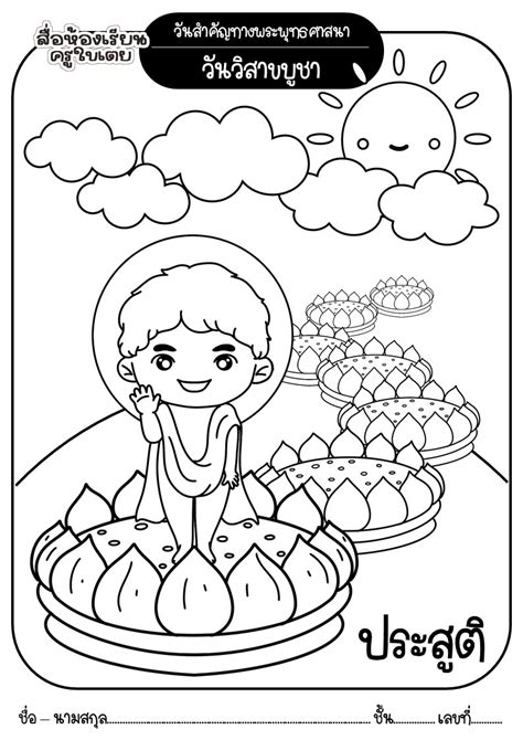 ปันสื่ออนุบาล แบ่งปันใบงานระบายสี วันวิสาขบูชา Facebook