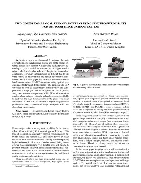 Pdf Two Dimensional Local Ternary Patterns Using Synchronized Images