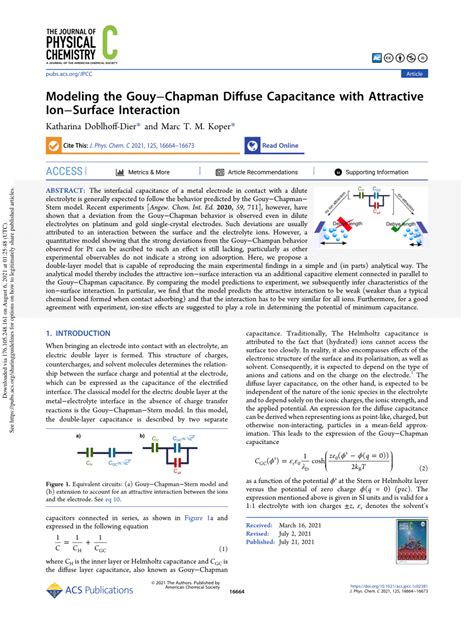 Pdf Modeling The Gouychapman Diffuse Capacitance With Attractive Ion