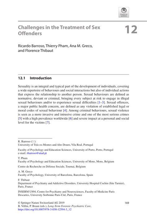 Pdf Challenges In The Treatment Of Sex Offenders