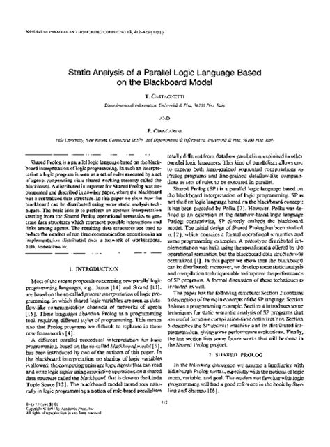 Pdf Static Analysis Of A Parallel Logic Language Based On The