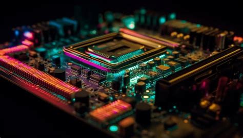Complex Circuit Board Shows Intricate Computer Engineering Generated By Ai Stock Illustration