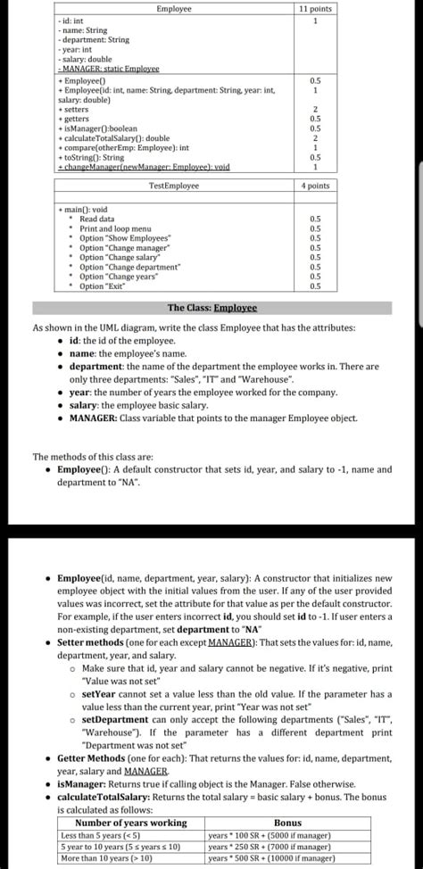 Solved 11 Points Employee Id Int Name String