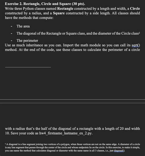 Solved Exercise 2 Rectangle Circle And Square 30 Pts