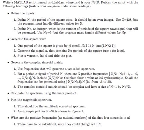 Solved Write A Matlab Script Named Nsidlab6m Where Nsid