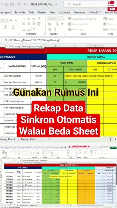 Rumus Sumif Untuk Rekap Data Sinkron Otomatis Excel Shorts Exceltutorial Formulaexcel