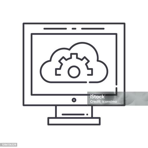 클라우드 컴퓨터 개념 아이콘 선형 격리 된 그림 얇은 선 벡터 웹 디자인 기호 흰색 배경에 편집 가능한 스트로크와 개요 개념